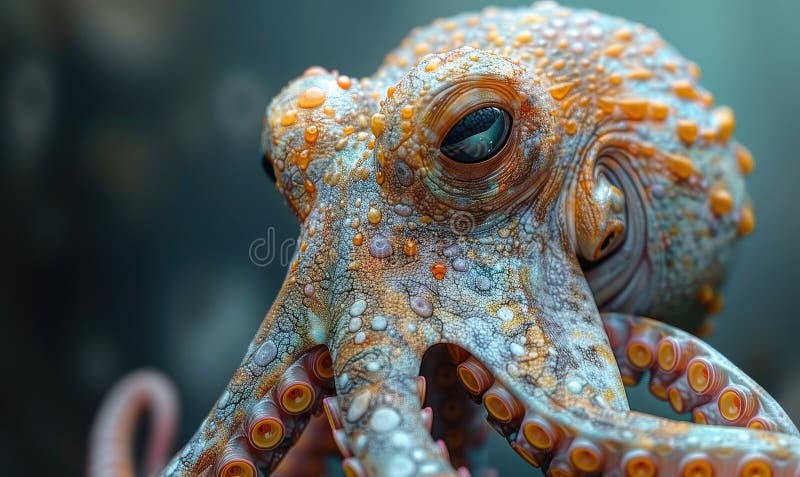An Octopus Staring at the Camera with a Blue Eye Stock Illustration ...