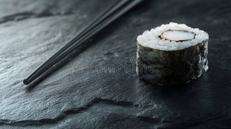 Octopus Sushi Roll on Slate Surface Stock Illustration - Illustration ...