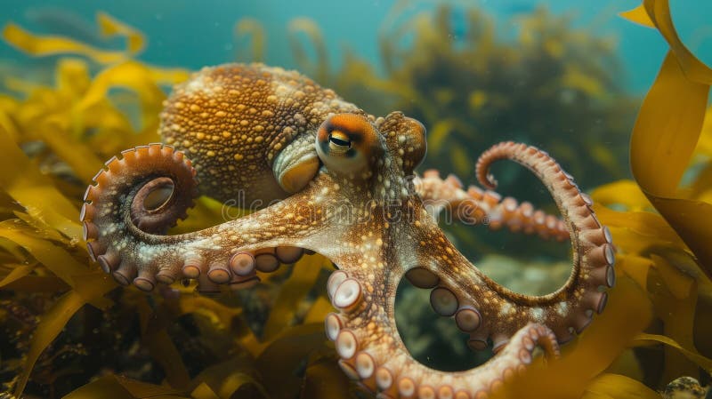 Octopus Swimming Kelp Forest Stock Photos - Free & Royalty-Free Stock ...