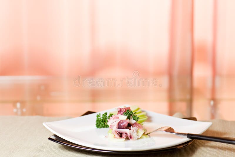 Octopus Tartare with Green Apple Stock Image - Image of green, octopus ...