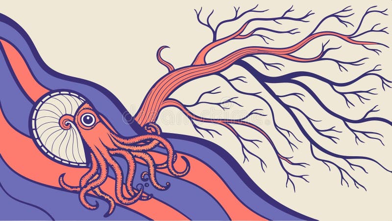 Octopus Tentacles Reaching from a Tree, Surreal Nature Artwork Vector ...