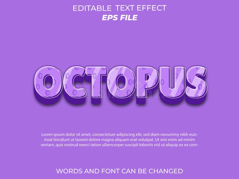 Octopus Text Effect, Font Editable, Typography, 3d Text. Vector ...