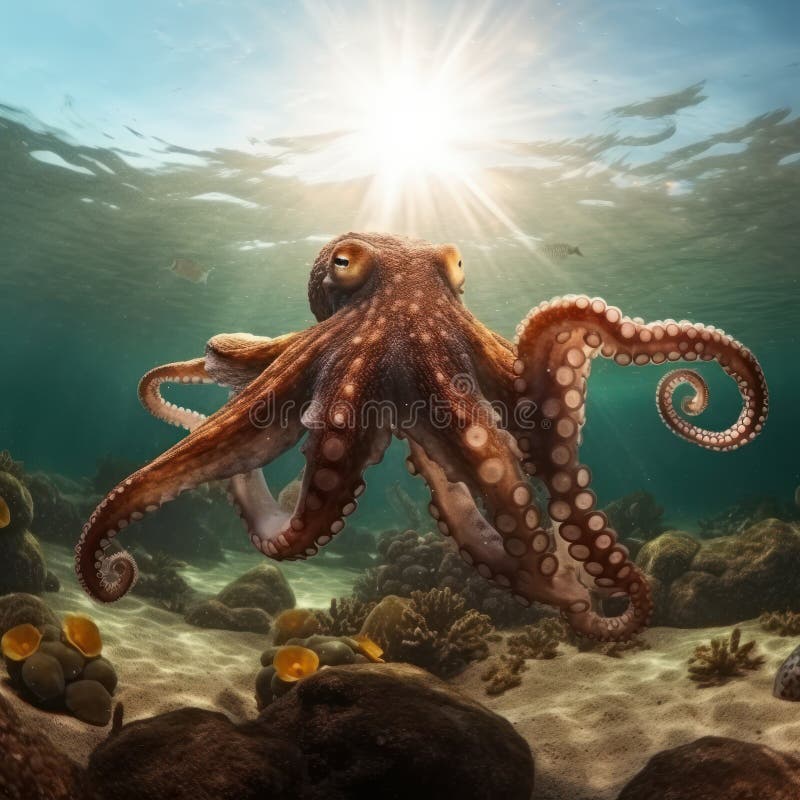Octopus is Underwater. Beautiful Illustration Picture Stock ...