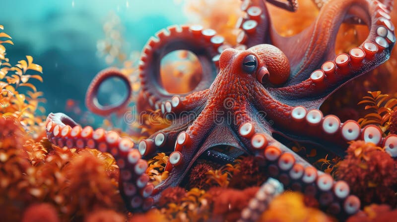 Octopus in the Underwater World. Selective Focus Stock Image - Image of ...
