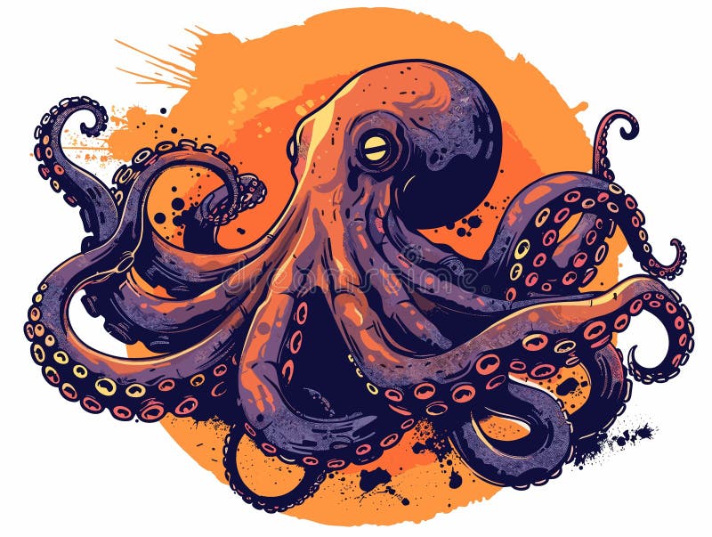 Octopus Vector Illustration. Grunge Hand Drawn Octopus. Stock Vector ...