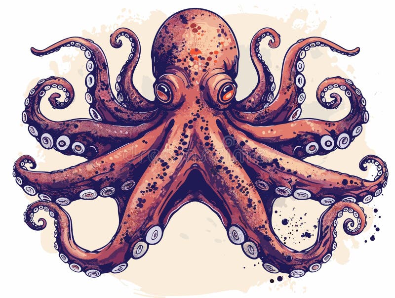 Octopus Vector Illustration. Hand Drawn Vector Illustration of Octopus ...