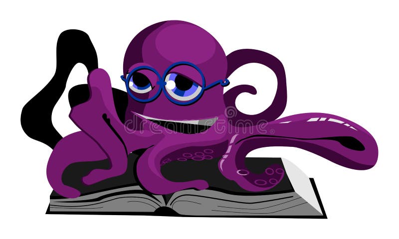 Octopus reading stock vector. Illustration of marine - 34178793
