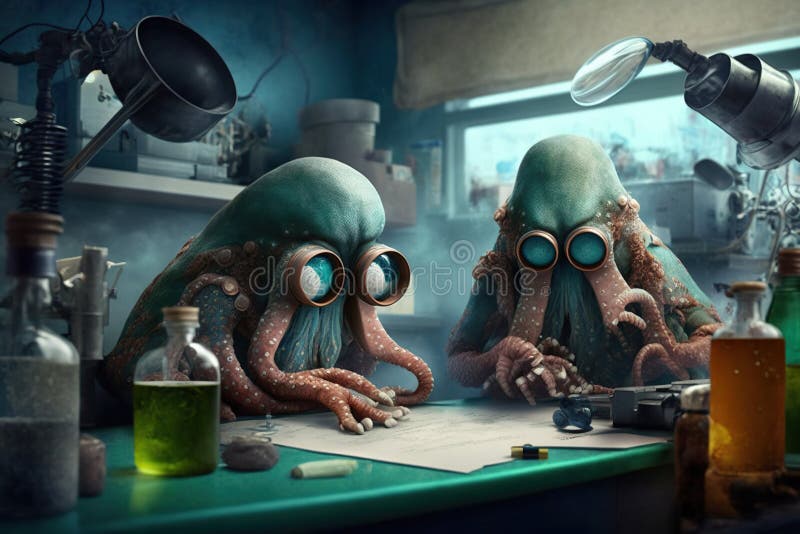 Octopuses Dressed As Scientists Experimenting, Created with Generative ...