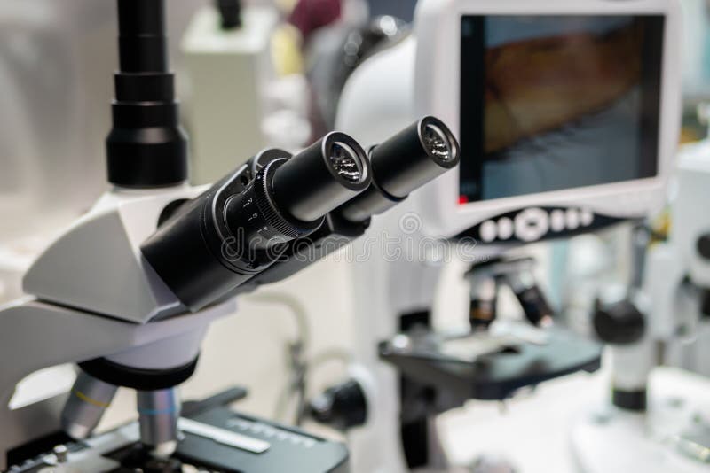 Ocular Lens Eyepieces White Optical Microscope Close Up Stock Photos ...