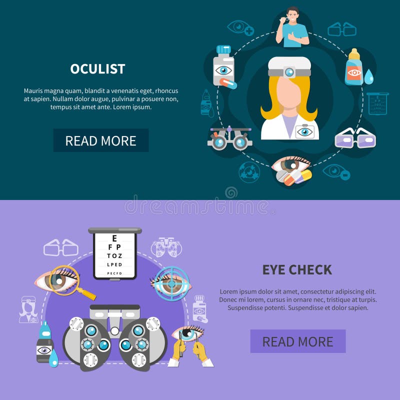 Oculist Optometry Horizontal Banners Stock Illustrations – 14 Oculist ...