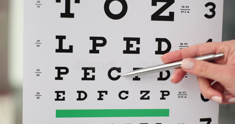 Oculist Tests Vision Acuity Using Snellen Eye Test Chart Stock Footage ...