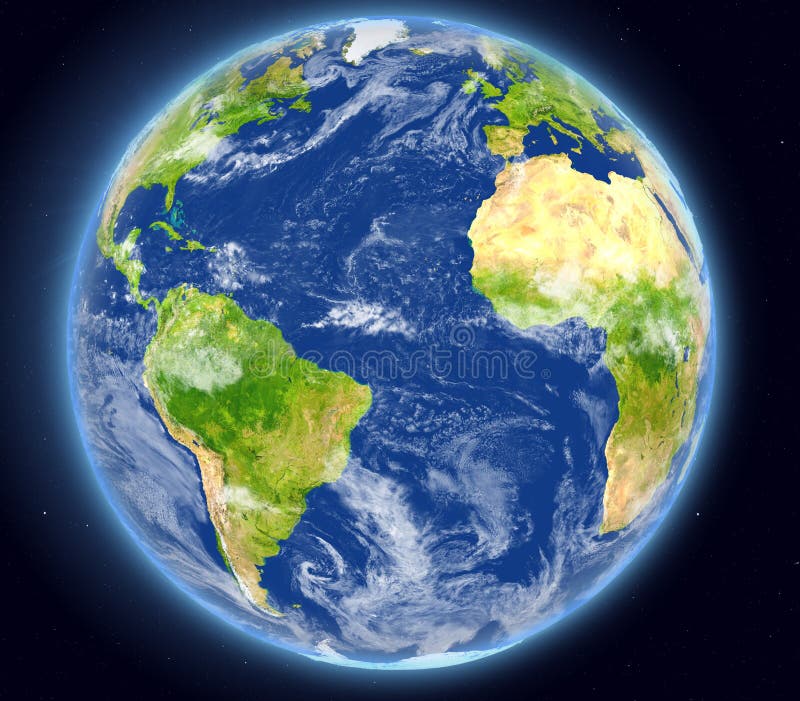 Océano Atlántico Desde El Espacio Stock de ilustración - Ilustración de ...