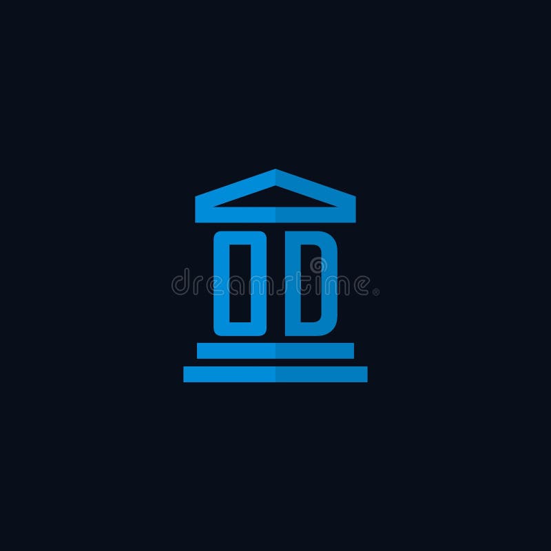 OD Initial Logo Monogram with Simple Courthouse Building Icon Design ...