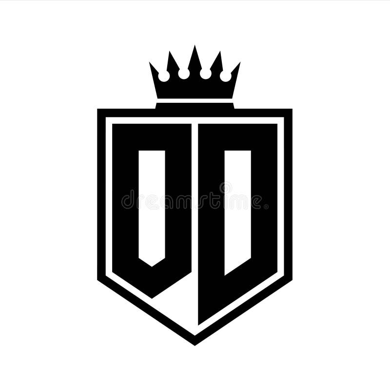 OD Logo Monogram Bold Shield Geometric Shape with Crown Outline Black ...