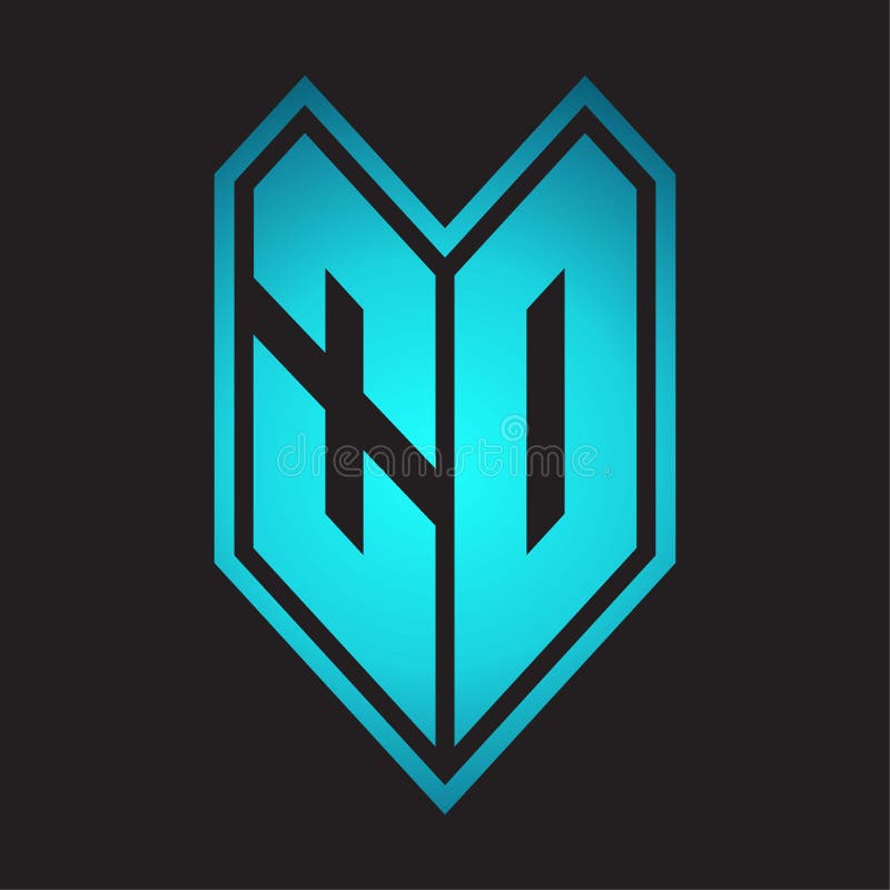 OD Logo Monogram with Emblem Line Style Isolated on Blue Gradient ...