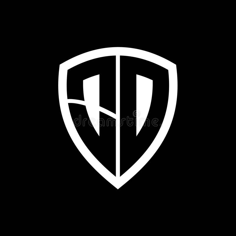 OD Monogram Logo with Bold Letters Shield Shape with Black and White ...