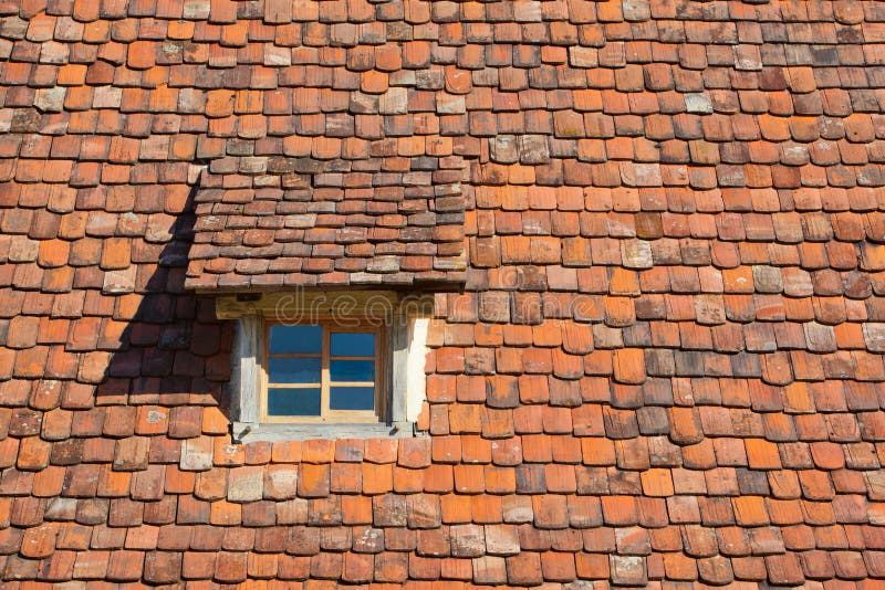 Open Window in an Old Dormer on a Roof with Historic Stock Photo ...