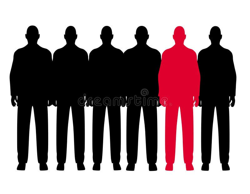 The Odd Man Out Row Of Men Royalty Free Stock Photos - Image: 4290128
