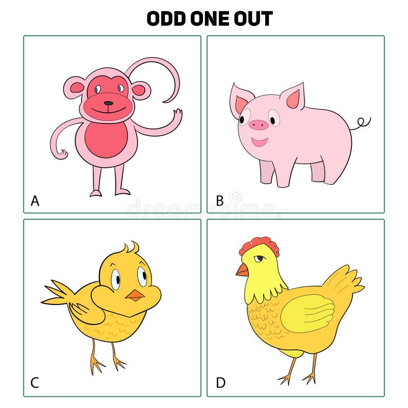Find Odd One Out - Game for Kids. Worksheet Stock Vector - Illustration ...