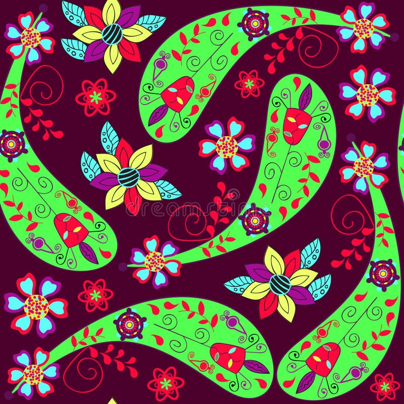 Odd Paisley Seamless Pattern and Seamless Pattern in Swatch Menu Stock ...