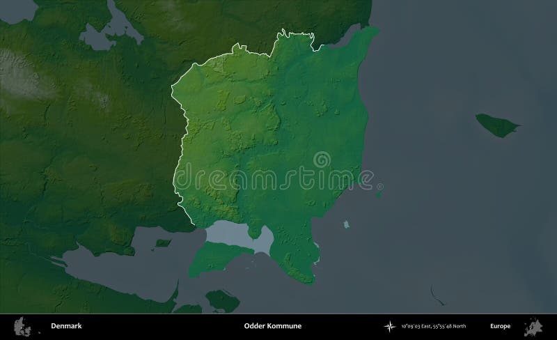 Odder Kommune Highlighted, Denmark. Physical Stock Illustration ...