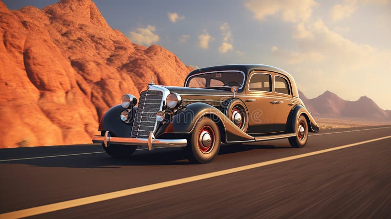 Ode To the Golden Age of Motoring Stock Illustration - Illustration of ...