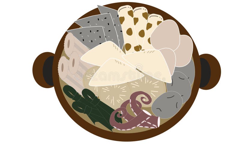 Oden in a clay pot stock illustration. Illustration of delicious ...