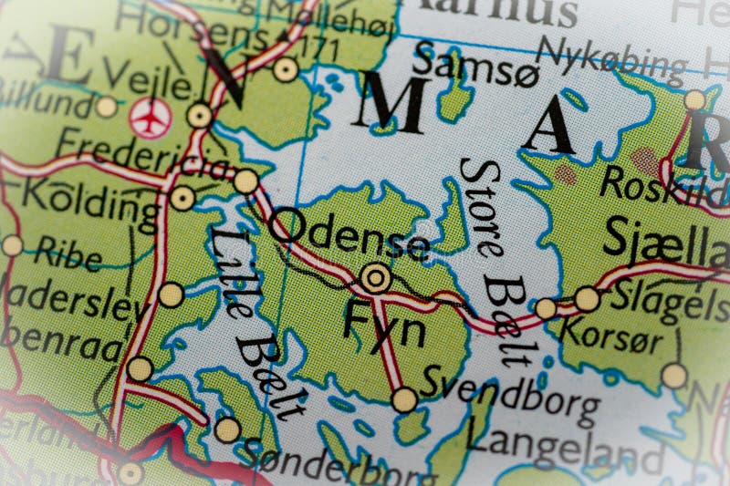 Odense, Denmark Highlighted on a World Map Stock Photo - Image of ...