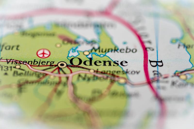 Odense, Denmark Highlighted on a World Map Stock Photo - Image of zoom ...