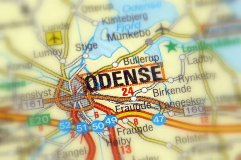 Odense, a city in Denmark. stock photo. Image of cartography - 117016186