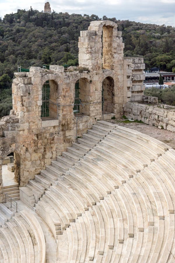 Odeon of Herodes Atticus in the Acropolis of Athens, Greece Stock Photo ...