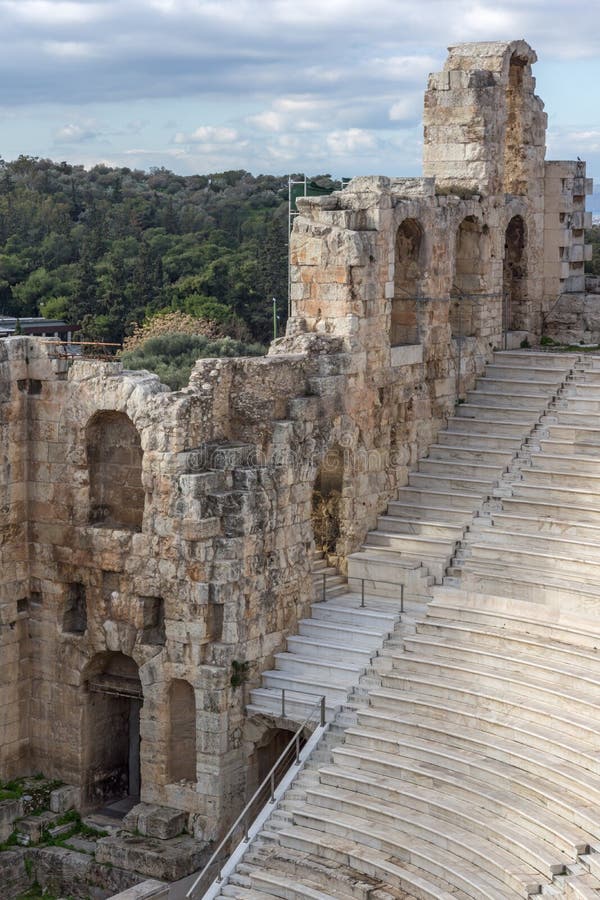 Odeon of Herodes Atticus in the Acropolis of Athens, Greece Stock Photo ...