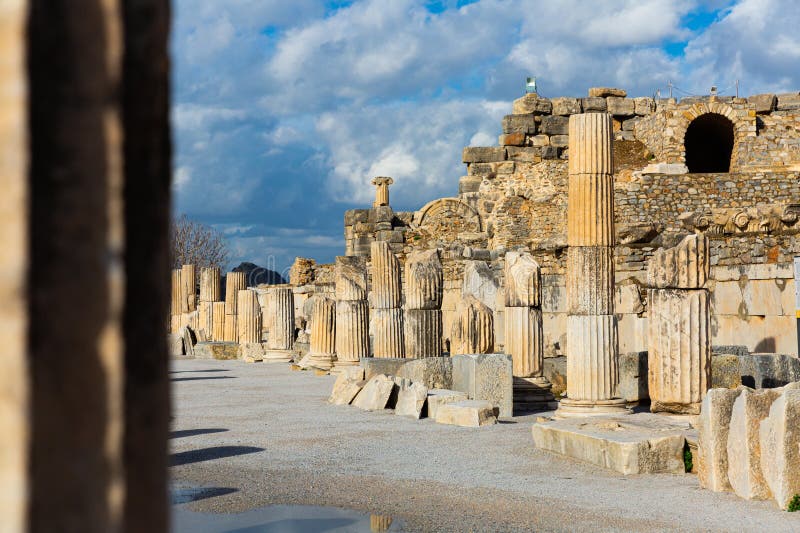Odeon Theater and Upper Agora in the Efesus Stock Image - Image of ...