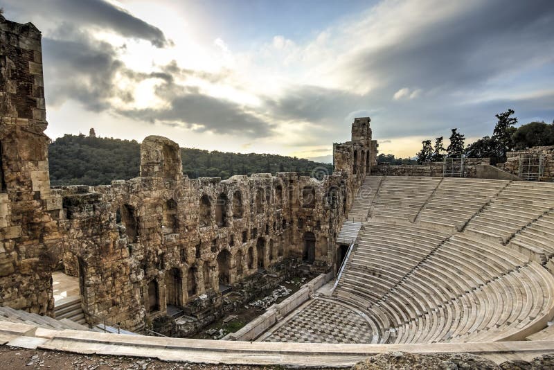 Odeon Theatre in Athens, Greece Stock Image - Image of greek, stage ...