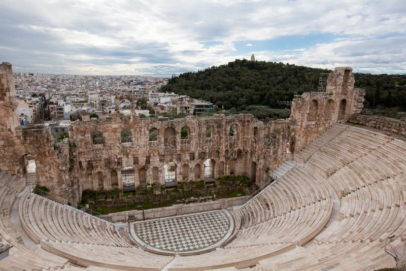 Odeon (Theatre) of Herodes Atticus Stock Photo - Image of acropolis ...