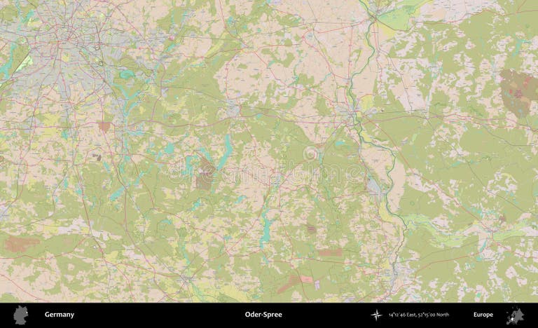 Oder-Spree, Germany. Topographic Standard Stock Illustration - Illustration of oder, petershagen ...