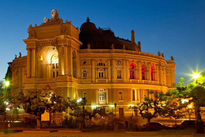 Odessa Opera and Ballet Theater at Night Stock Image - Image of classic ...