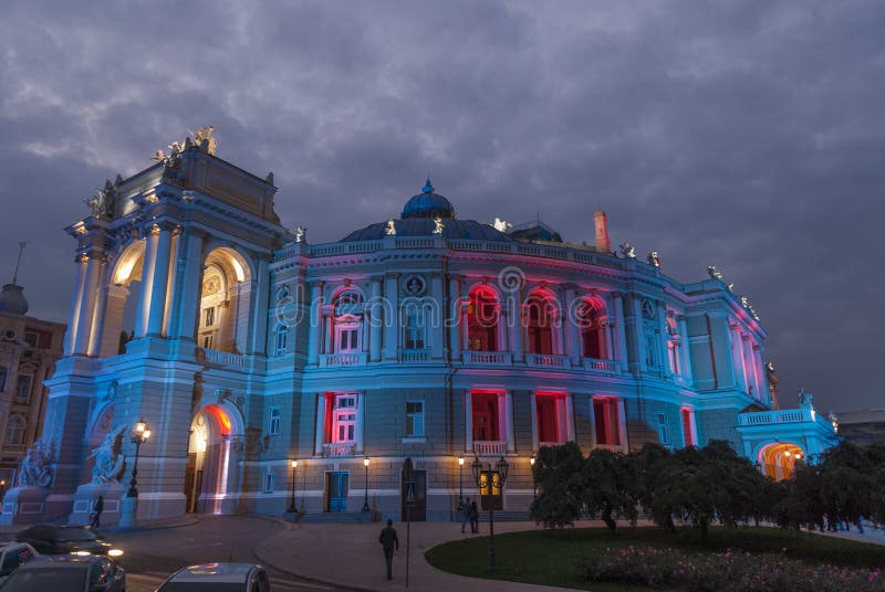 The Odessa Opera House in the Evening Stock Image - Image of odesa ...
