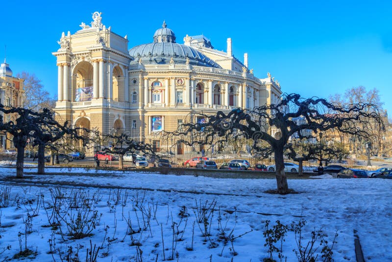Odessa Opera House in Winter. Editorial Stock Photo - Image of center ...