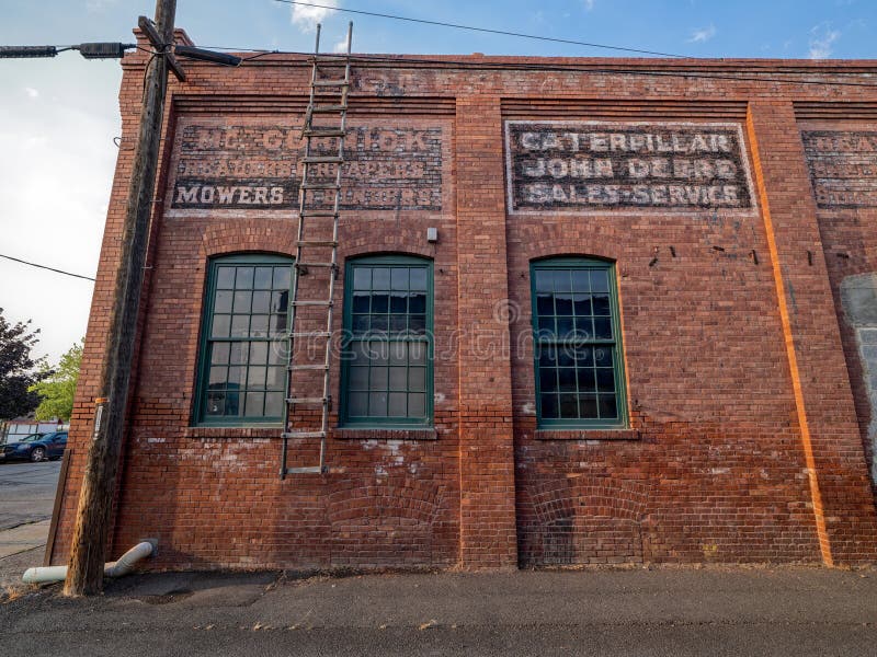 Odessa, Washington, USA - August 11, 2024: Ghost Signs on an Old Brick ...