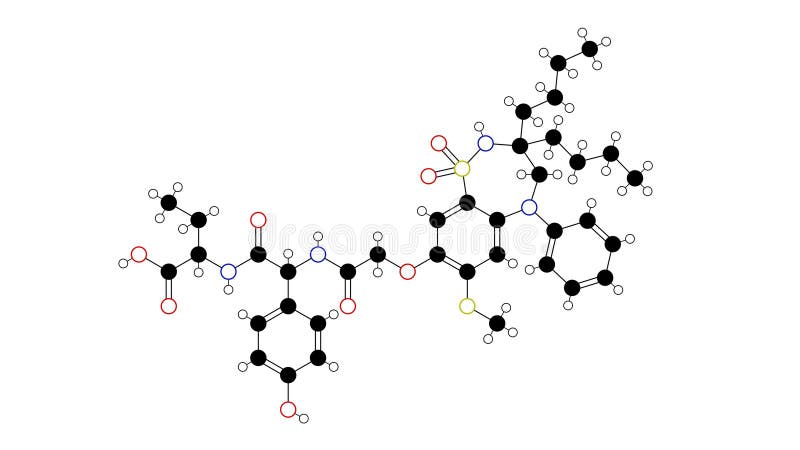 Odevixibat Molecule, Structural Chemical Formula, Ball-and-stick Model ...