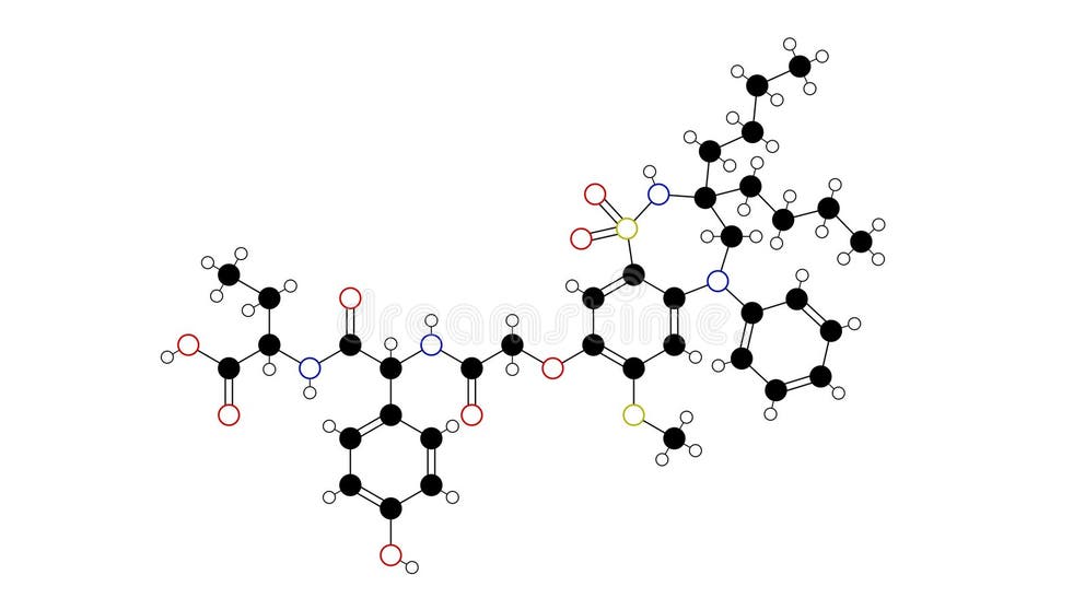 Odevixibat Molecule, Structural Chemical Formula, Ball-and-stick Model ...
