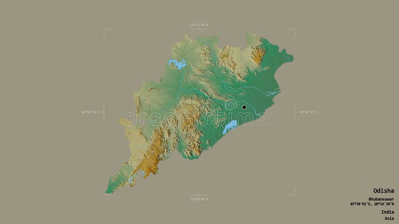Odisha, India. High-res Satellite. Labelled Points of Cities Stock ...