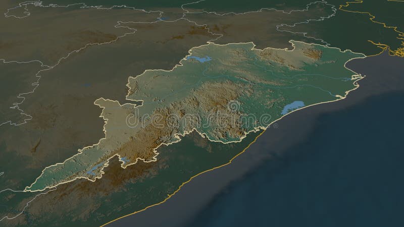 Odisha, India - Outlined. Relief Stock Illustration - Illustration of ...
