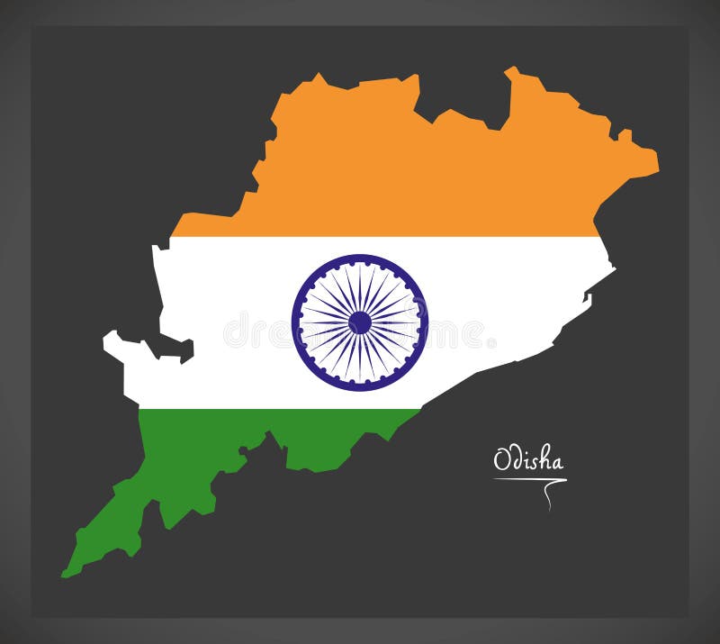 Odisha Map with Indian National Flag Illustration Stock Vector ...