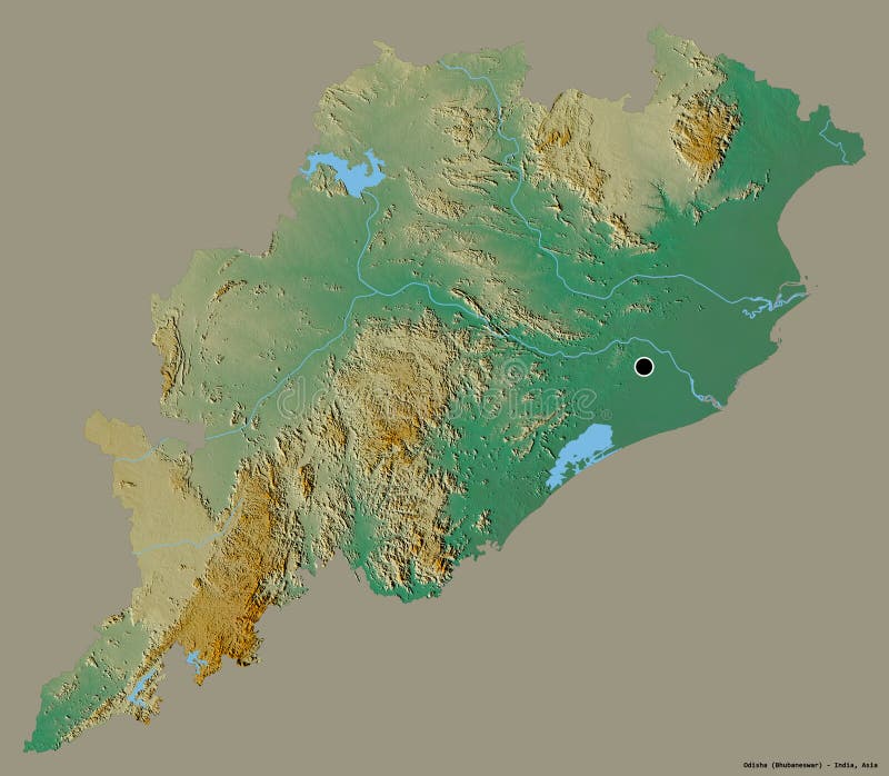 Odisha, State of India, on White. Relief Stock Illustration ...
