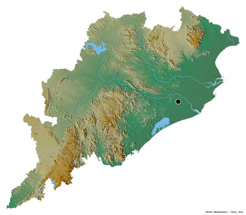 Odisha, State of India, on White. Relief Stock Illustration ...