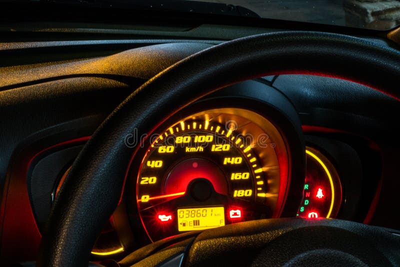 Odometer Speed Gauge in Car Stock Image - Image of admonish, mind ...