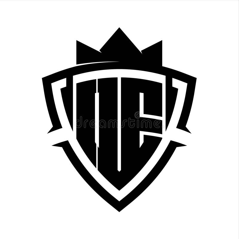 OE Letter Bold Monogram Triangle Curve Shield Shape with Crown Black ...