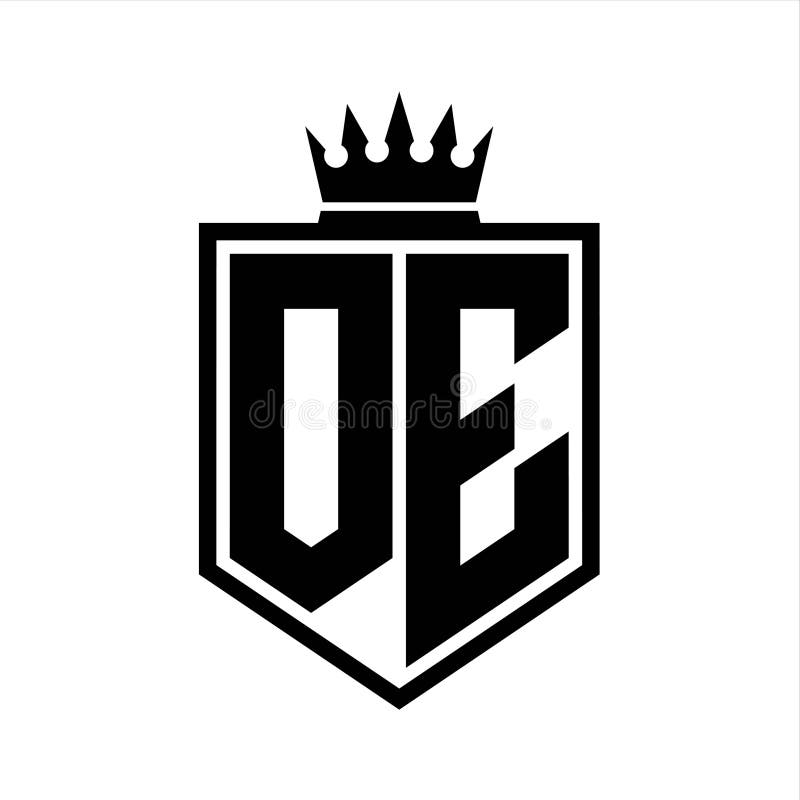 OE Logo Monogram Bold Shield Geometric Shape with Crown Outline Black ...